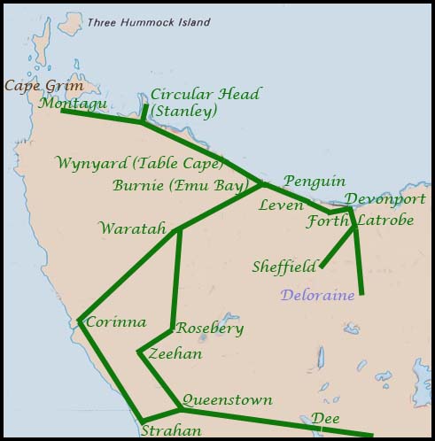 Tas - north-west lines