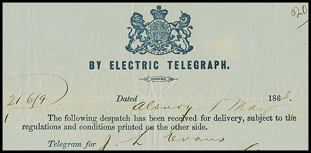 Victoria Electric Telegraph delivery forms