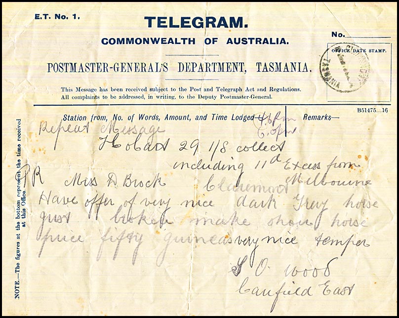 Tasmania - COLLECT telegrams