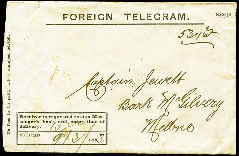 Telegrams to ships - Colonial period