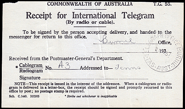 Recepit - International Telegram